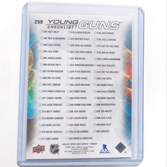 Upper Deck | Other | Matt Boldy Marco Rossi Young Guns Rookie Checklist ...